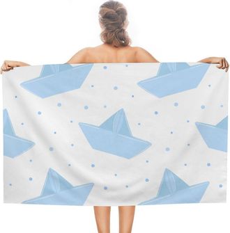 Generic Strandhandtuch Handgezeichnetes Papierboot Duschtuch Saugfähig,Weiches Duschtücher Für Picknicks Wandern Reise 80X130Cm