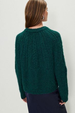 Next Rundhalspullover Pullover mit Zopfstrickmuster, Rundhalsausschnitt (1-tlg)