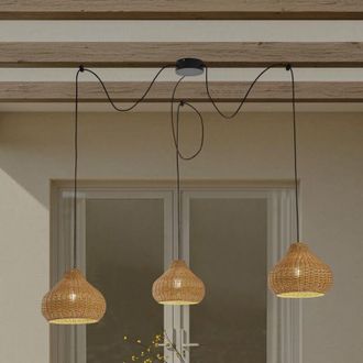 Lucande Neuwertig] Lucande Außenhängelampe Pendelleuchte Außenlampe Rattan Leuchte Ip44 3 Flammig B-Ware