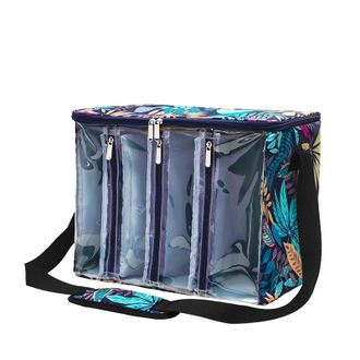 Generic Tragbare DIY Stricknadeln Aufbewahrungsbeutel Haken Organizer Halter Garn Faden Tote for Zuhause N&auml;hen Handarbeiten Handtaschen(Blue Leaves)