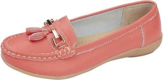 Jo & Joe Mocassins plats en cuir pour femme - Style d&eacute;contract&eacute; et confortable - Chaussures de travail &agrave; talon compens&eacute;, corail, 39 EU
