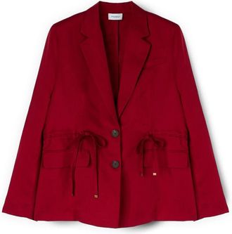 Motivi Femme, Vestes, Rouge, Taille: 42 FR Blazer en m&eacute;lange de lin avec cordon de serrage