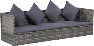 vidaXL Garten-Sofabett 200x60 cm Poly Rattan Grau - Vidaxl