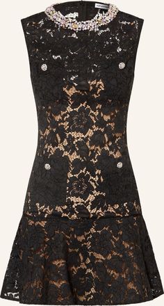 Self Portrait Self-Portrait Etuikleid Aus Spitze Mit Schmucksteinen schwarz