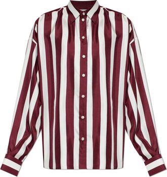 Dolce & Gabbana Homme, Chemises, Rouge, Taille: XL Chemise en twill de soie ray&eacute;e