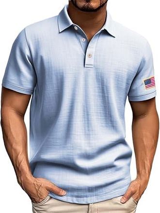 Generic Chemise en lin et coton pour homme - T-shirt &agrave; manches longues en coton uni - T-shirt &agrave; manches longues - T-shirt &agrave; col en V - Chemises d&eacute;contract&eacute;es 