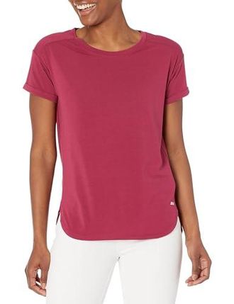 Amazon Essentials T-shirt Studio l&eacute;ger &agrave; col rond, coupe d&eacute;contract&eacute;e (grandes tailles disponibles) Femme, Rouge Rubis, XL