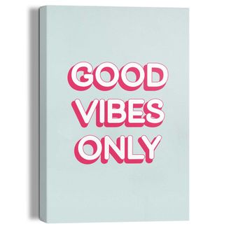 Reinders Wandbild, Good Vibes Only, Hobbyraum, Wandbild, Deko Poster, Wanddeko, Leinwand, Rosa, 30 x 20