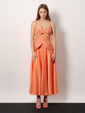 PatBo Womens Dress Sunset Satin Orange Polyester