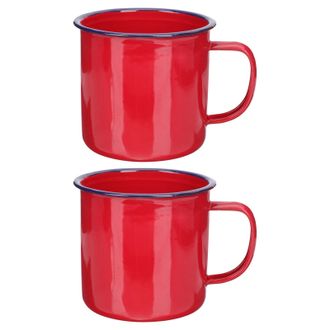 Cabilock 2er-Set Emaille Tasse,500ML Kaffeebecher Trinkbecher Teetasse,Trinkbecher Teetasse Bunte Kaffeetassen Sp&uuml;lmaschinengeeignet f&uuml;r Camping, Daheim, B&uuml;ro,