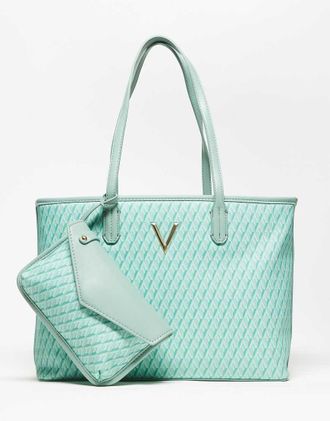 Valentino Queen Re - Cabas &agrave; motif monogramme et logo - Vert