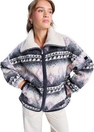 Roxy Feels Like Winter - Oversized Sherpa Zip Jacket for Women - Veste zipp&eacute;e en sherpa oversize - Femme - M - Marron