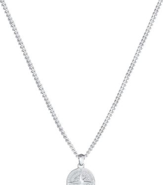 Kuzzoi Silberfarbene Panzerkette aus einfarbigem 925er Silber mit Kompassanhänger