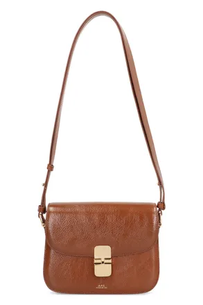 A.P.C. Womens Shoulder Bag Grace Small Leather Brown Cowhide