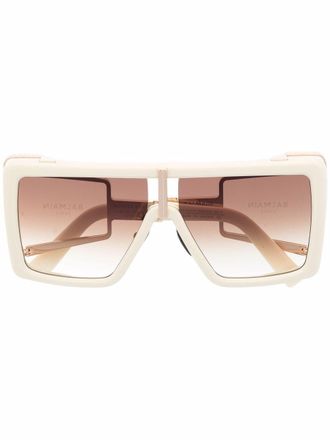 Balmain lunettes de soleil &agrave; monture carr&eacute;e - Blanc