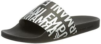 Emporio Armani Homme Swimwear Slipper Glazed Metal Sandales Claquettes, Black Silver Black, 40 EU