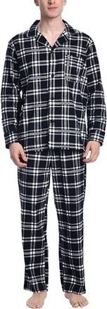 Nutria Pyjama Homme en Flanelle 100% Coton, Hiver Vêtements de Nuit Doux et Chauds, Haut et Bas de Pyjama à Manches Longues U06AB