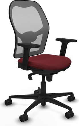 Piqueras y Crespo B&uuml;rostuhl aus Kunstleder mit 2D-Armlehnen, h&ouml;henverstellbare Lendenwirbelst&uuml;tze, mit 5 Positionen und injiziertem Schaumstoff, Grau/Granatrot