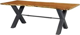 Massivmoebel24 Esstisch Akazie 180x100x76 natur lackiert iron label 125