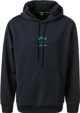 HUGO BOSS Herren Hoodie blau Mikrofaser unifarben