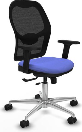 Piqueras y Crespo Computerstuhl mit 2D-Armen, h&ouml;henverstellbare Lendenwirbelst&uuml;tze, ausgestattet mit Syncro/Traslack und eingespritztem Schaumstoff, Schwarz/Hellblau