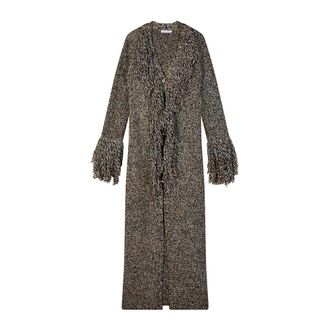 Patrizia Pepe Strickmantel in Chin&eacute;-Optik mit Fransen - - Knitwear - Damen - Braun - S
