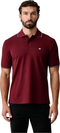 Emporio Armani Polo stretch piqu&eacute; coupe ajust&eacute;e avec micro aigle - Homme - Tops - Rouge - Taille: M