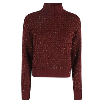 Elisabetta Franchi Femme, Pulls, Rouge, Taille: 36 FR Pull Gris en Tricot C&acirc;bl&eacute;
