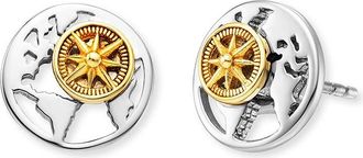 Engelsrufer Damen Ohrstecker Aloha aus Sterling Silber mit Weltkarte und Windrose Bicolor - nickelfrei - Größe: 10mm