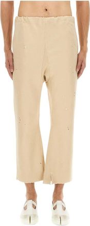 Maison Margiela Homme, Pantalons, Beige, Taille: XS Cotton Cropped Pantalons