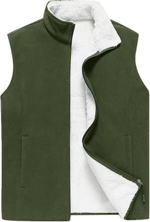 Generic Gilet polaire sans manches pour homme - Gilet dhiver en polaire avec fermeture &eacute;clair - Gilet de sport en peluche - Veste thermique douillette - Gilet