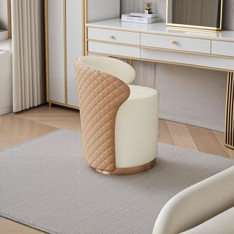 Generic 360° Drehbarer,Runder Ottoman-Schminksessel,Schminktisch Stuhl Hocker Für Schminktisch,Schlafzimmer & Esszimmer,Bürostuhl,Ohne Armlehnen,mit Lendenwir