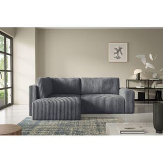 Fun M&ouml;bel Ecksofa mit Schlaffunktion NATALIA XL in Stoff Tilia Grau Ottomane Links