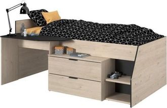Calicosy Calicosy - Lit Combine enfant - Decor Chene Jackson et Noir - 90 x190/200 cm - kim