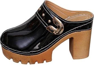 Generic Pantoufles fra&icirc;ches &agrave; talons hauts grande taille printemps et &eacute;t&eacute; nouveaux styles &eacute;pais sur pantoufles pour femmes sandales de yoga pour femmes, Noir,