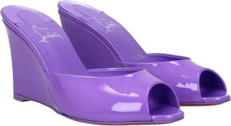 Christian Louboutin Femme, Chaussures, Violet, Taille: 37 EU Talons Compens&eacute;s en Cuir Verni Violet