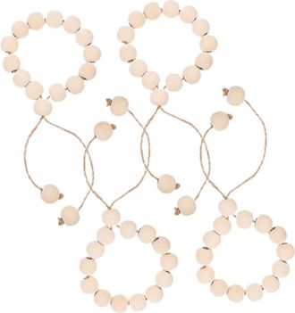 BESTONZON 4 St&uuml;ck Rustikale Serviettenringe Aus Holzperlen Handgefertigte Serviettenhalter F&uuml;r Hochzeiten Partys Und Esstischdekoration Mit Jutequasten Braun We