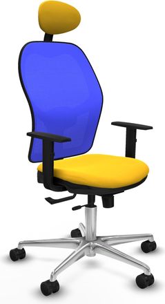 Piqueras y Crespo Computerstuhl mit 1D-Armen, h&ouml;henverstellbare Lendenwirbelst&uuml;tze und festes Kopfteil, ausgestattet mit Syncro/Traslack und eingespritztem Schaumstoff,