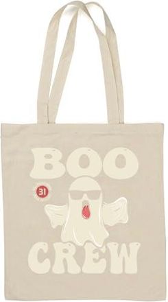 Generic Scary Boo Crew Funny Cute Ghost Halloween Art Sac fourre-tout en coton naturel Blanc