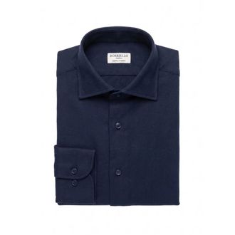 Borriello Homme, Chemises, Bleu, Taille: 2XS Camicia Cotone e Cachemire