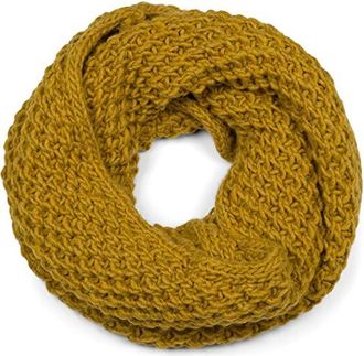 styleBREAKER Écharpe loop en maille avec un motif tricoté épais, foulard tube en maille grossière unie, unisexe 01018157, couleur:Curry