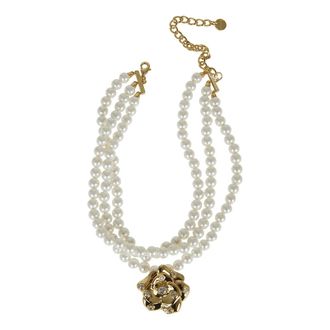 Self Portrait Femme, Accessoires, Gris, Taille: ONE Size Flower Pearl Choker