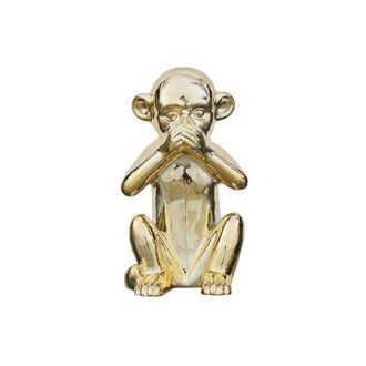 The Home Deco Factory HD0006, Elegante goldene Affenstatue aus Kunstharz, modernes Dekorationsobjekt, raffiniertes Design für Wohnzimmer oder Büro, Höhe 28 cm, Goldfarbe