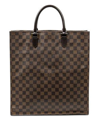 Louis Vuitton sac cabas &agrave; carreaux - Marron