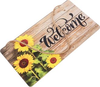 BESPORTBLE VILLCASE Willkommensschild Holz mit Sonnenblumen Motiv Rustikaler T&uuml;rh&auml;nger f&uuml;r Haust&uuml;r und Veranda Wetterfestes Gartendeko f&uuml;r Drau&szlig;en Einfache Handh
