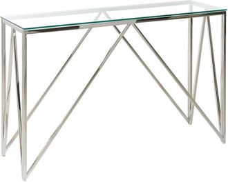 Beliani Konsolentisch WESO Sicherheitsglas Silber