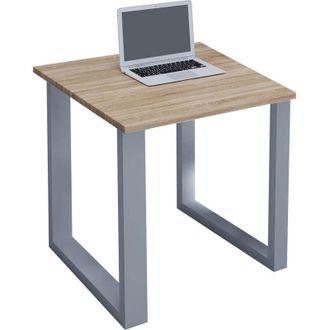 ebuy24 LonaU Schreibtisch 80x50cm Eiche dekor, silberfarben