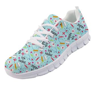 CHAQLIN Frauen Krankenschwester/Doktor Turnschuhe Wohnungen Casual Bequem Atmungsaktives Mesh Schuhe f&uuml;r Damen Krankenschwester Schuhe Damen M&auml;dchen Blau Gr&ouml;&szlig;