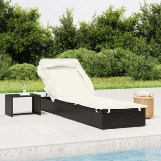 vidaXL Vidaxl - Transat avec toit pliable noir 213x63x97 cm r&eacute;sine tress&eacute;e