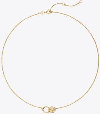 Tory Burch Damen Icon Pav&eacute; Halskette mit ineinandergreifenden Anh&auml;ngern